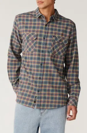 Rip Curl Check Cotton Button-up Shirt - Pine Night