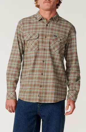 Rip Curl Check Cotton Button-up Shirt - Walnut