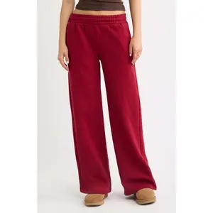 Bp. Low Rise Wide Leg Fleece Sweatpants - Red Cinder