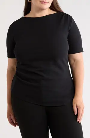Nordstrom Asymmetrical Gathered T-shirt - Black