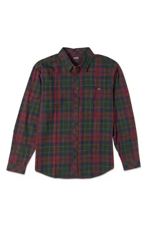 BILLABONG Coastline Plaid Cotton Flannel Button-up Shirt