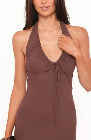 PETAL & PUP Jordie Halter Asymmetric Maxi Dress
