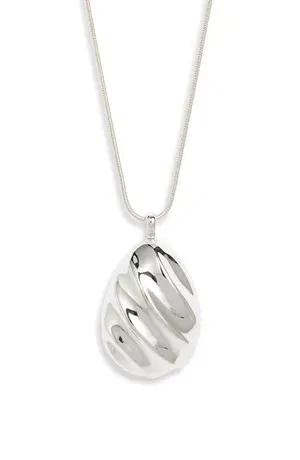 Nordstrom Fluted Adjustable Pendant Necklace - Silver