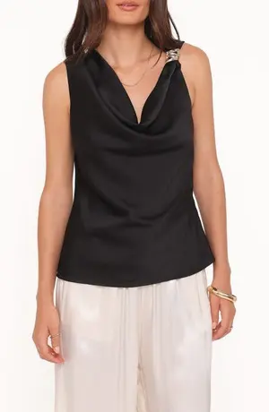 PETAL & PUP Serena Cowl Neck Top - Black