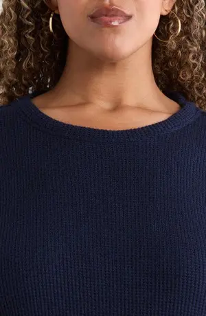 Caslon Drop Shoulder Waffle Tee - Navy Still