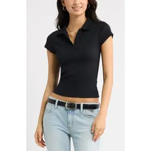 Bp. Stretch Cotton Rib Polo - Black