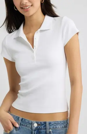 Bp. Stretch Cotton Rib Polo - White
