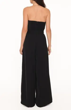 PETAL & PUP Rois Strapless Wide Leg Jumpsuit