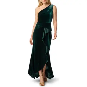 Adrianna Papell One-shoulder Velvet Gown