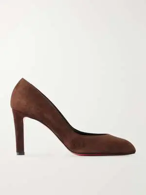 CHRISTIAN LOUBOUTIN Fannylove 85 Suede Pumps - Chocolate