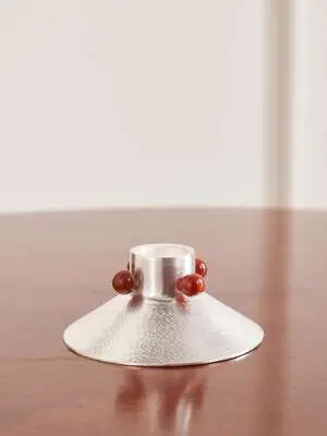 NATALIA CRIADO Axis -plated And Stone Candle Holder - Silver