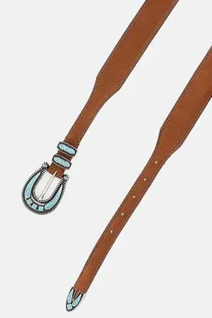ALBERTO LUTI Embellished Leather Belt With Silver Buckle