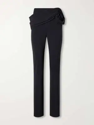 Carolina Herrera Gathered Wool-blend Twill Straight-leg Pants - Black