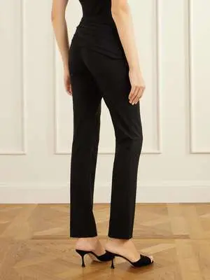 Carolina Herrera Gathered Wool-blend Twill Straight-leg Pants