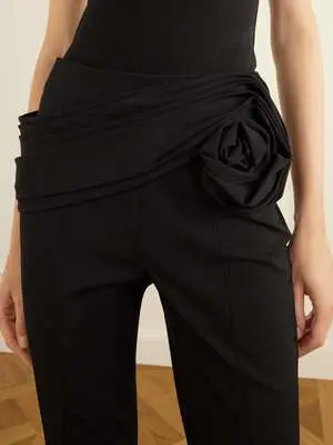 Carolina Herrera Gathered Wool-blend Twill Straight-leg Pants