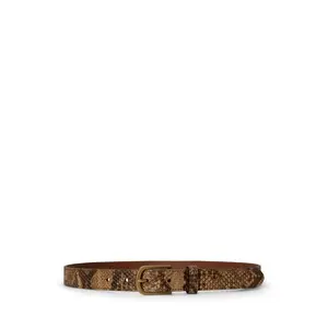 Ralph Lauren Embossed Skinny Belt With Rounded Buckle - Tan Multi