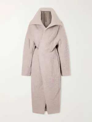 Rick Owens Dracucollar Belted Alpaca And Virgin Wool-blend Coat - Blush