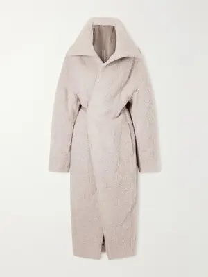 Rick Owens Dracucollar Belted Alpaca And Virgin Wool-blend Coat - Pink