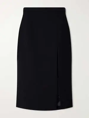 Dolce & Gabbana Front-slit Wool Midi Skirt - Black