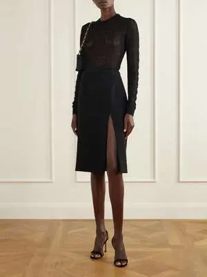 Dolce & Gabbana Front-slit Wool Midi Skirt