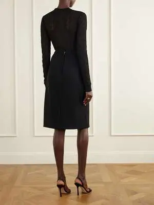 Dolce & Gabbana Front-slit Wool Midi Skirt