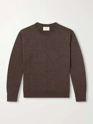 Folk Perforated Mélange Merino Wool Sweater - Brown