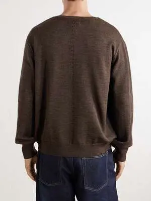 Folk Perforated Mélange Merino Wool Sweater
