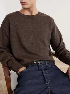Folk Perforated Mélange Merino Wool Sweater
