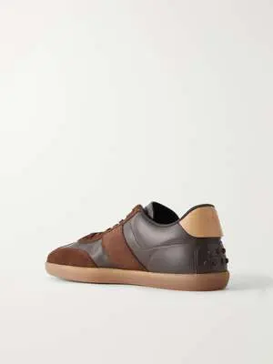 TOD'S Suede-trimmed Leather Sneakers