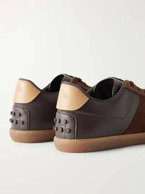 TOD'S Suede-trimmed Leather Sneakers
