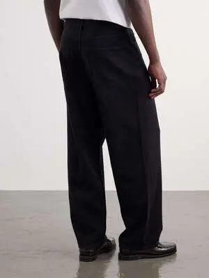 A.PRESSE Straight-leg Cotton And Silk-blend Piqué Trousers