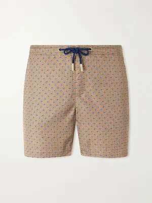 Orlebar Brown Bulldog Straight-leg Mid-length Printed Swim Shorts - Brown