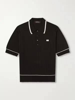 WALES BONNER Blessings Logo-embroidered Merino Wool Polo Shirt - Brown