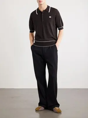 WALES BONNER Blessings Logo-embroidered Merino Wool Polo Shirt