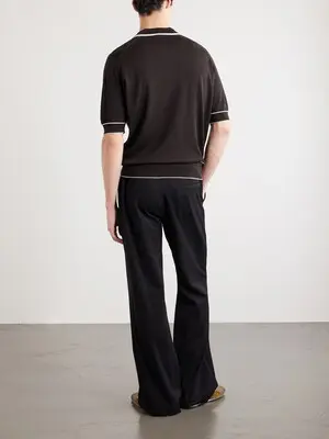 WALES BONNER Blessings Logo-embroidered Merino Wool Polo Shirt