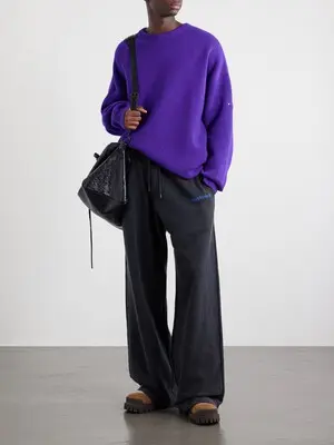Balenciaga Wide-leg Cotton-jersey Sweatpants - Black