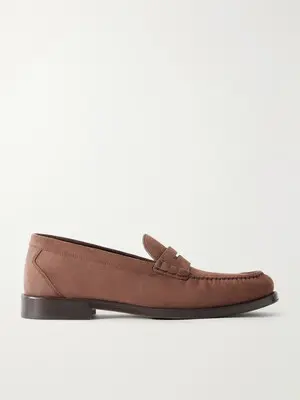 Brunello Cucinelli Suede Penny Loafers - Brown