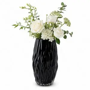 MARLETH Wavy Glass Vase - Black