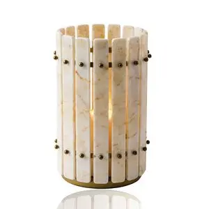 MARLETH Marble Panel Candle Holder - White