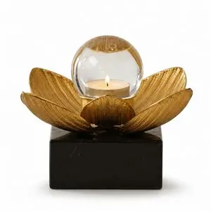 MARLETH Base Lotus Candle Holder - Black