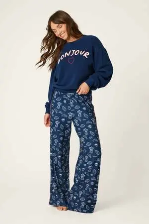 PJ Salvage Bonjour Babe French Breakfast Print Pajama Pants