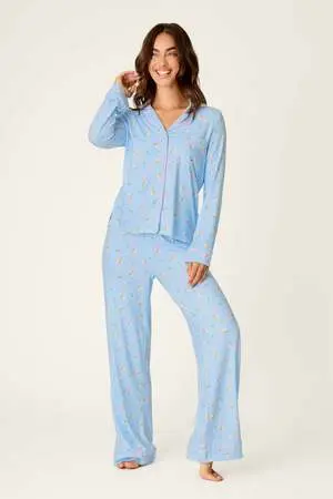 PJ Salvage Olive You Martini Print Long Sleeve Pajama Set - Breeze