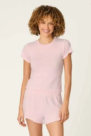 PJ Salvage Pretty Stripes Pointelle Short Sleeve Top