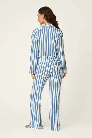 PJ Salvage Soiree Dreams Blue Stripe Long Sleeve Pajama Set