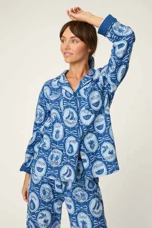 PJ Salvage Super-soft Cotton Fruit Medley Print 3-piece Long Flannel Pajama Set