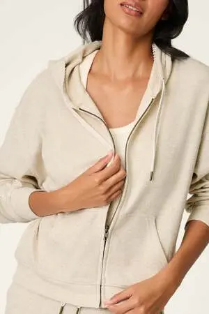 PJ Salvage Heathered Waffle Thermal Zip-up Hoodie