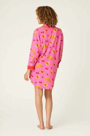 PJ Salvage Super-soft Cotton Sweet Cherry Tart Print Flannel Nightshirt