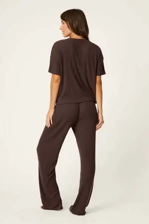 PJ Salvage Textured Essentials Brown Lounge Pajama Set