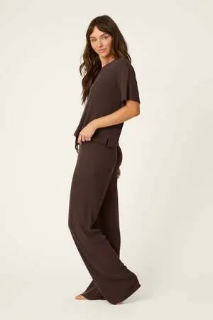 PJ Salvage Textured Essentials Brown Lounge Pajama Set