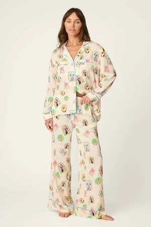 PJ Salvage Picture Purrfect Pet Portraits Satin Pajama Pants - Multi